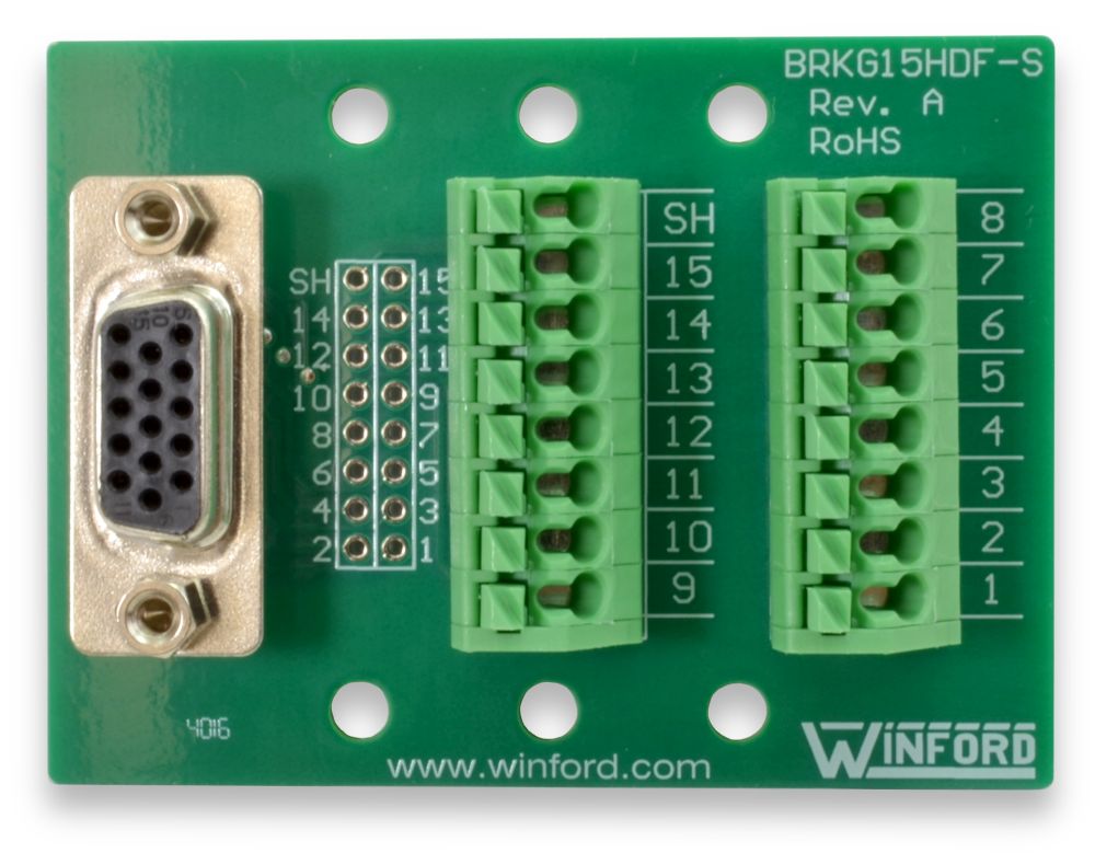 DB15HD Breakout Board with Spring Connection Terminals - Winford ...