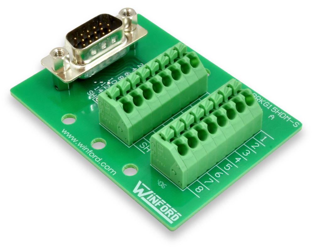 DB15HD Breakout Board with Spring Connection Terminals - Winford ...