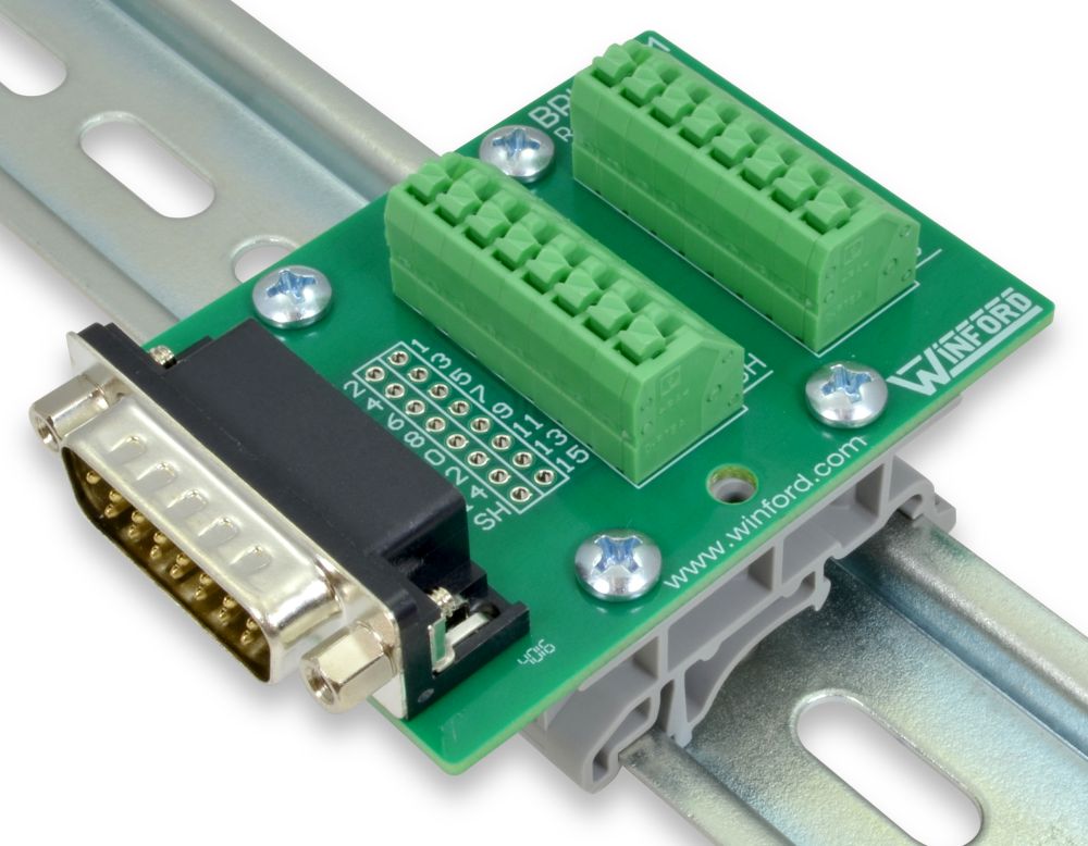 DB15 Breakout Board with Spring Connection Terminals - Winford Engineering