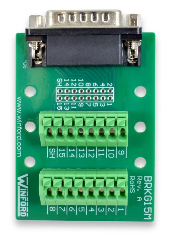 DB15 Breakout Board with Spring Connection Terminals - Winford Engineering