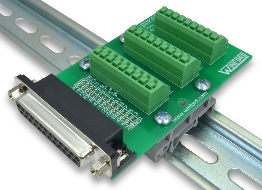 DB25 Breakout Board with Spring Connection Terminals - Winford Engineering