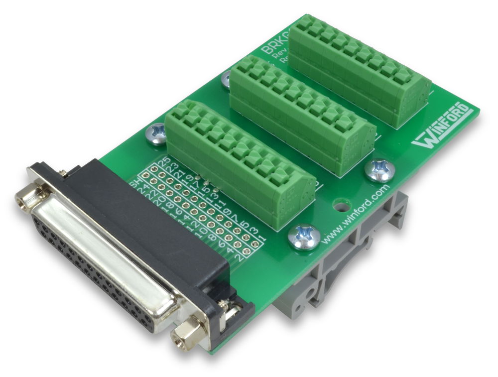 DB25 Breakout Board with Spring Connection Terminals - Winford Engineering
