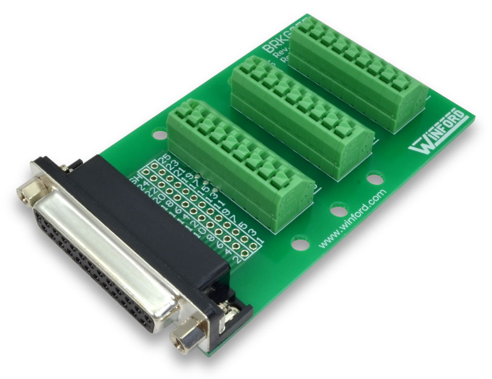 DB25 Breakout Board with Spring Connection Terminals - Winford Engineering