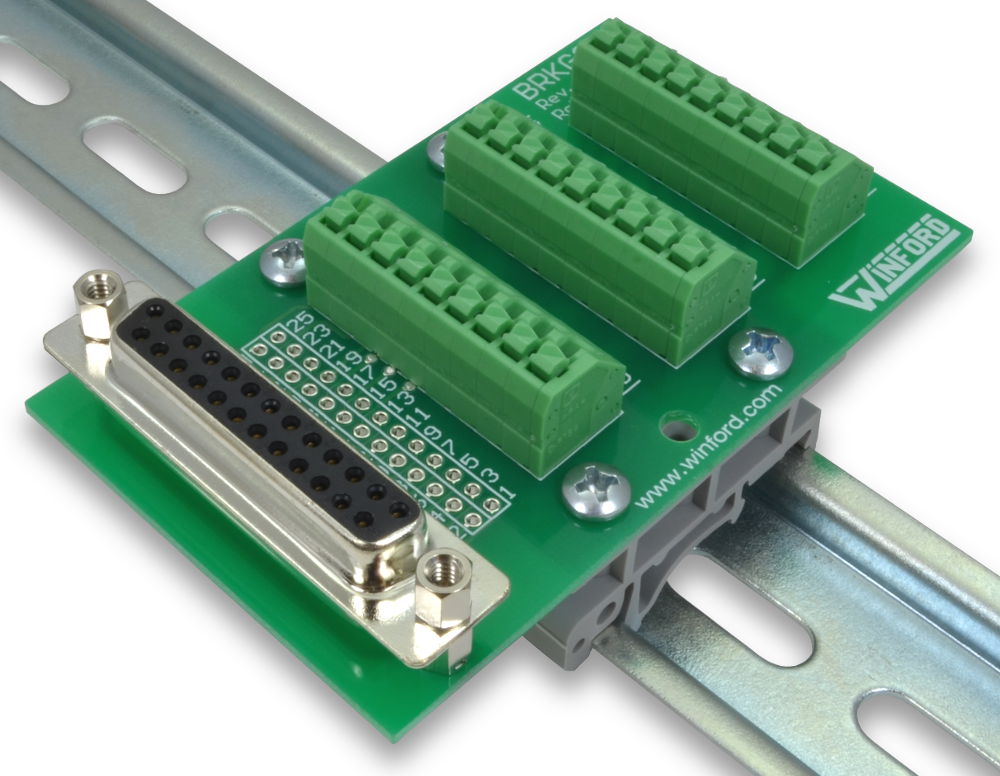 DB25 Breakout Board with Spring Connection Terminals - Winford Engineering