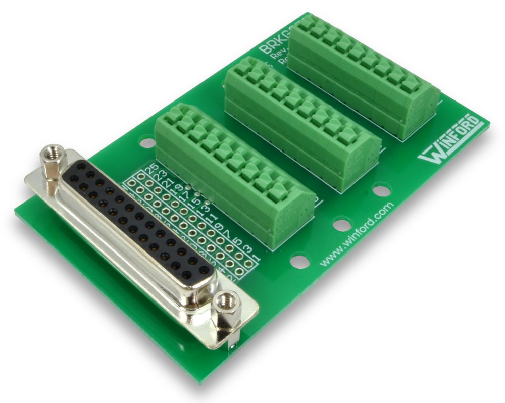 DB25 Breakout Board with Spring Connection Terminals - Winford Engineering