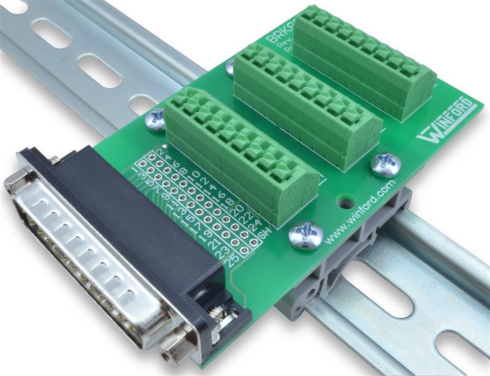 DB25 Breakout Board with Spring Connection Terminals - Winford Engineering