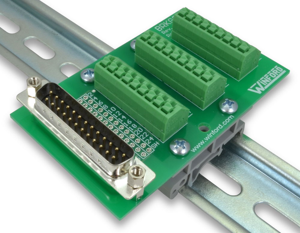 DB25 Breakout Board with Spring Connection Terminals - Winford Engineering