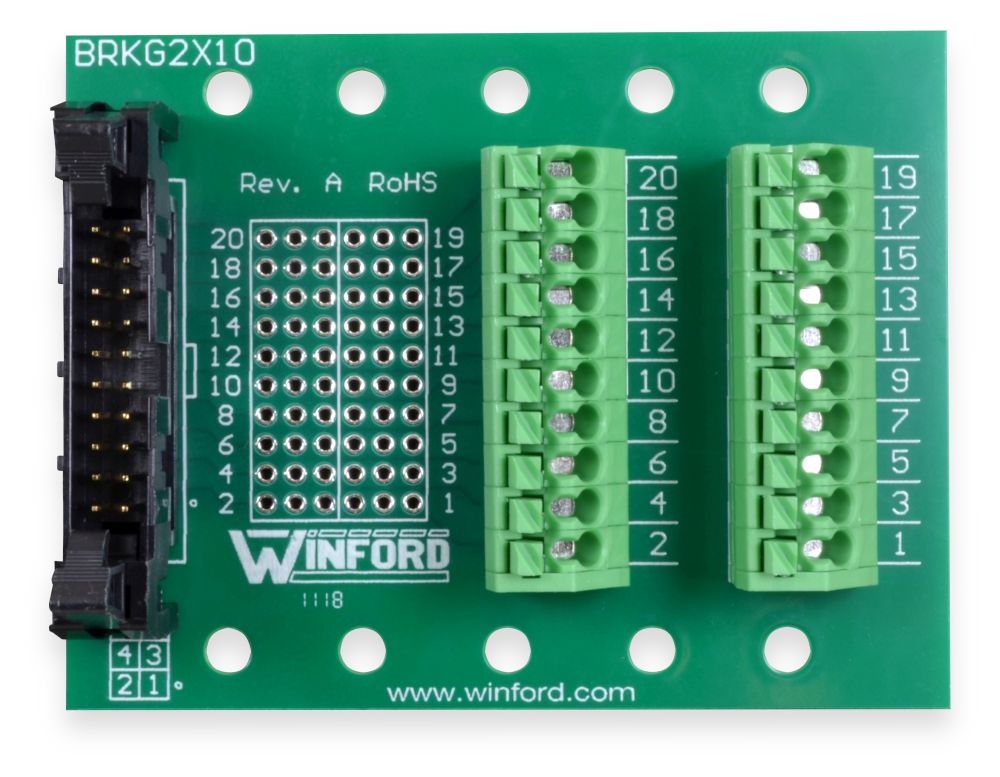 2x10 0.1" Header (20 Pin IDC Breakout Board with Spring Connection ...