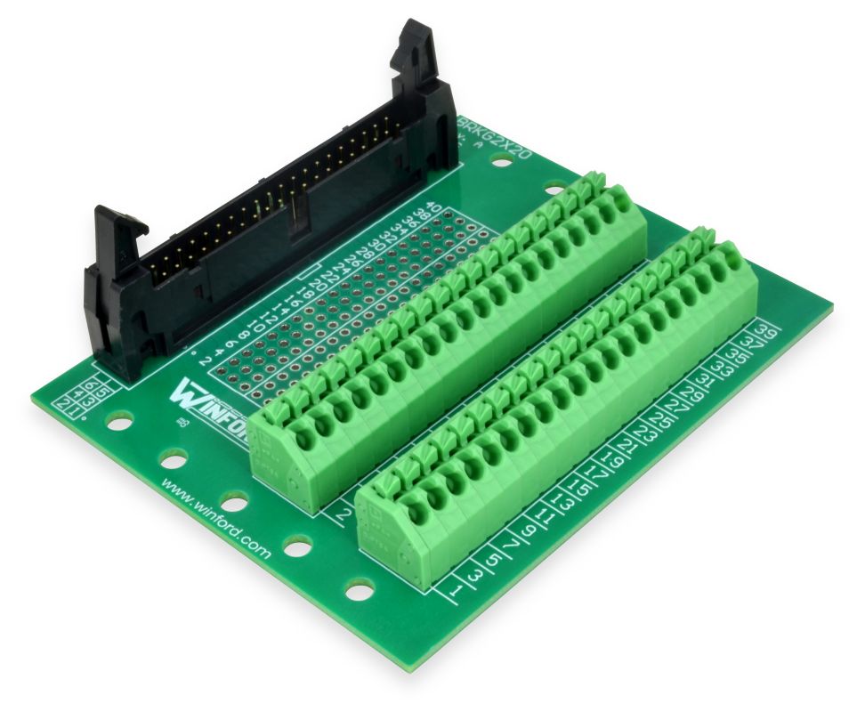 2x20 0.1" Header (40 Pin IDC Breakout Board with Spring Connection ...