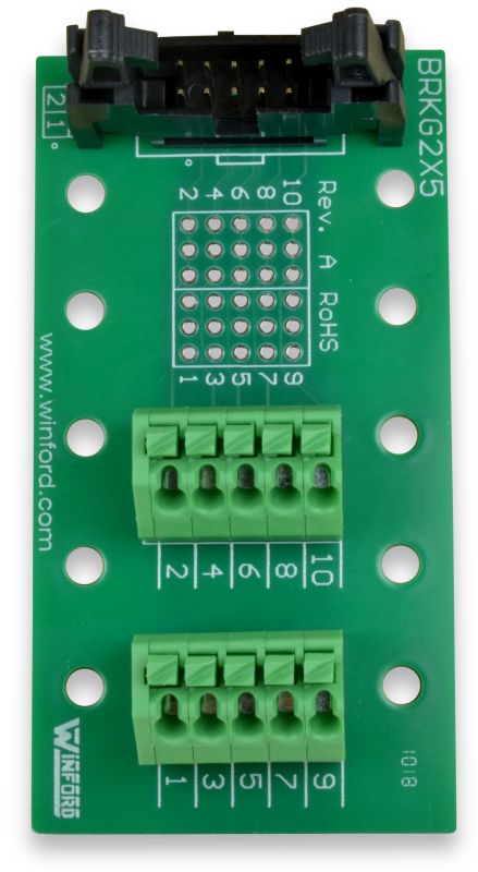 2x5 0.1" Header (10 Pin IDC Breakout Board with Spring Connection ...