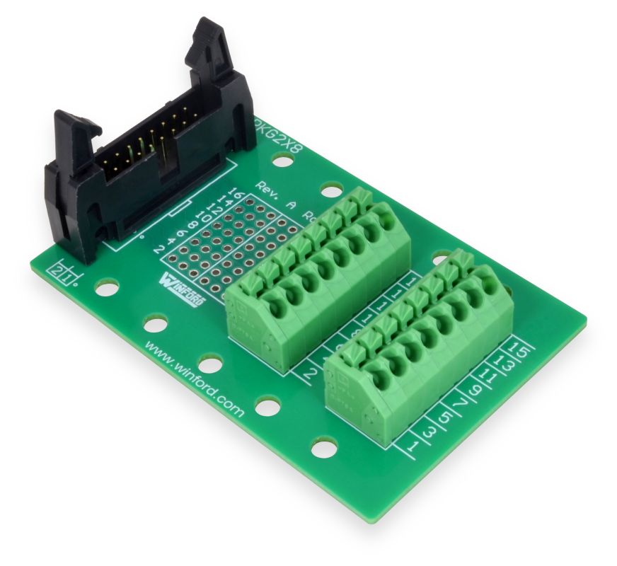 2x8 0.1" Header (16 Pin IDC Breakout Board with Spring Connection ...