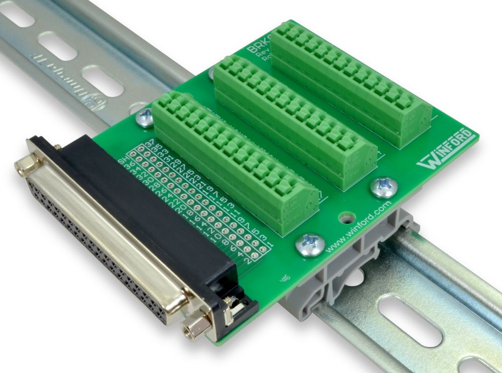 DB37 Breakout Board with Spring Connection Terminals - Winford Engineering