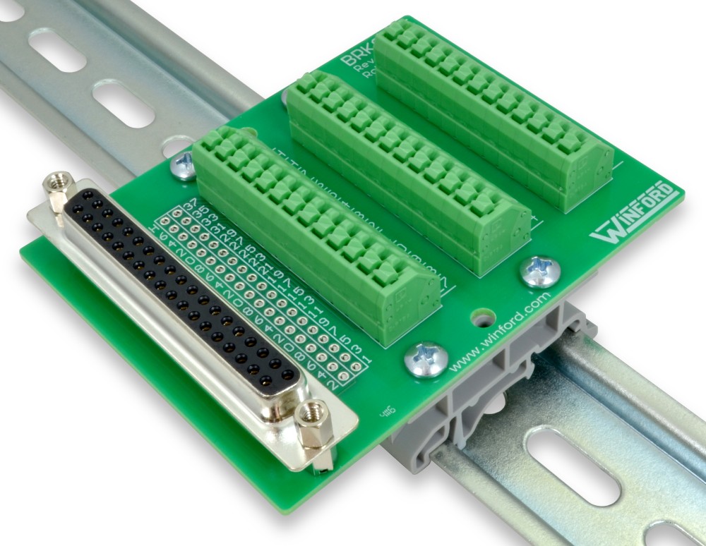 DB37 Breakout Board with Spring Connection Terminals - Winford Engineering