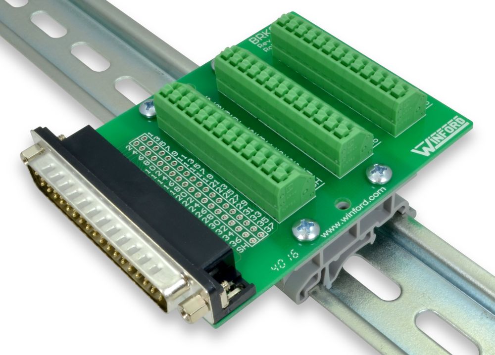 DB37 Breakout Board with Spring Connection Terminals - Winford Engineering