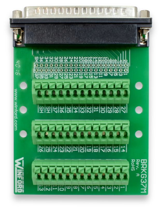 DB37 Breakout Board with Spring Connection Terminals - Winford Engineering