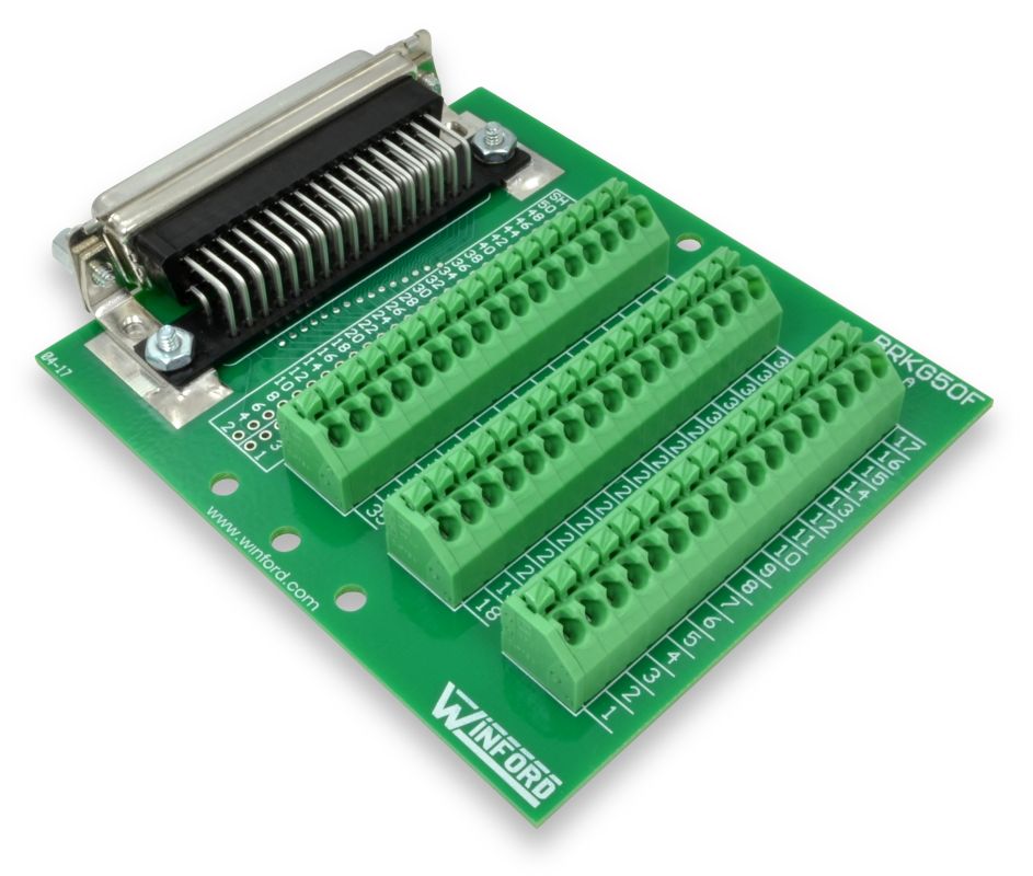 DB50 Breakout Board with Spring Connection Terminals - Winford Engineering