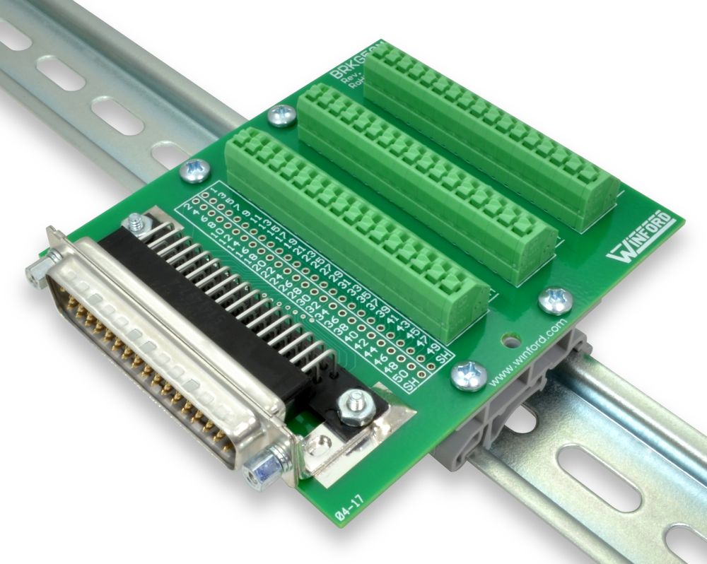 DB50 Breakout Board with Spring Connection Terminals - Winford Engineering