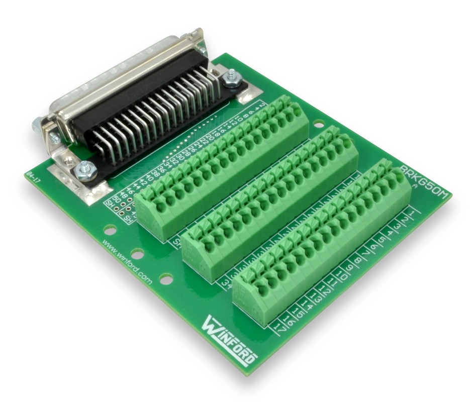 DB50 Breakout Board with Spring Connection Terminals - Winford Engineering