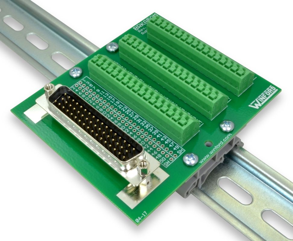 DB50 Breakout Board with Spring Connection Terminals - Winford Engineering