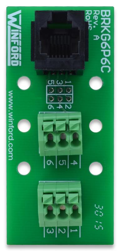 RJ11/RJ12 6P6C Modular Jack Breakout Board with Spring Connection Terminals - Winford Engineering