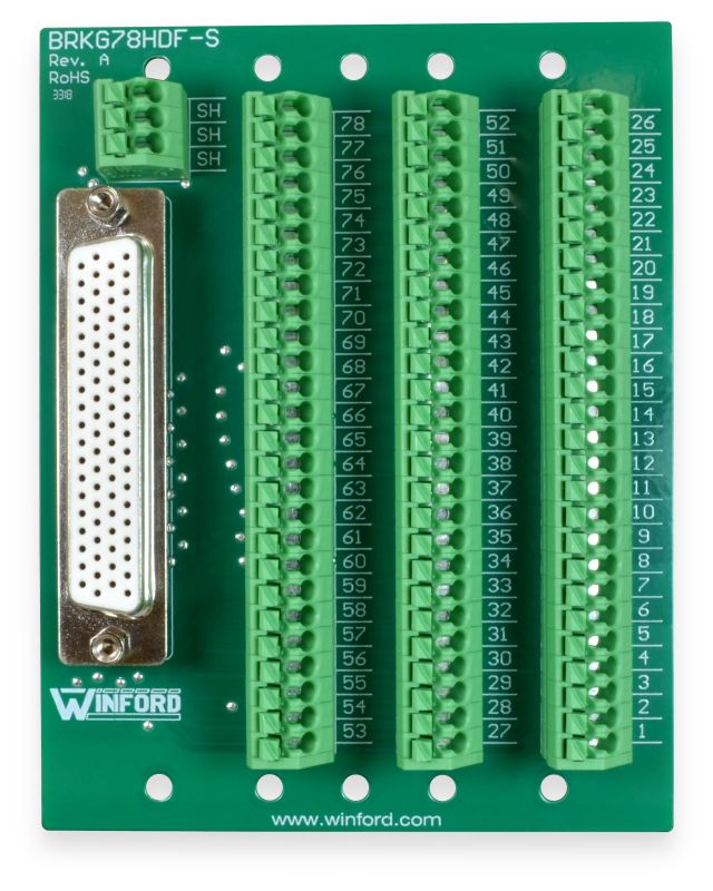 DB78HD Breakout Board with Spring Terminals - Winford Engineering