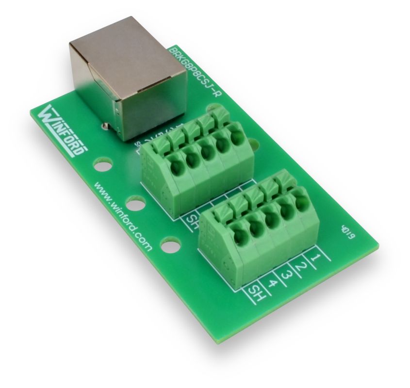 RJ45 Shielded Jack Breakout Board with Spring Connection Terminals ...