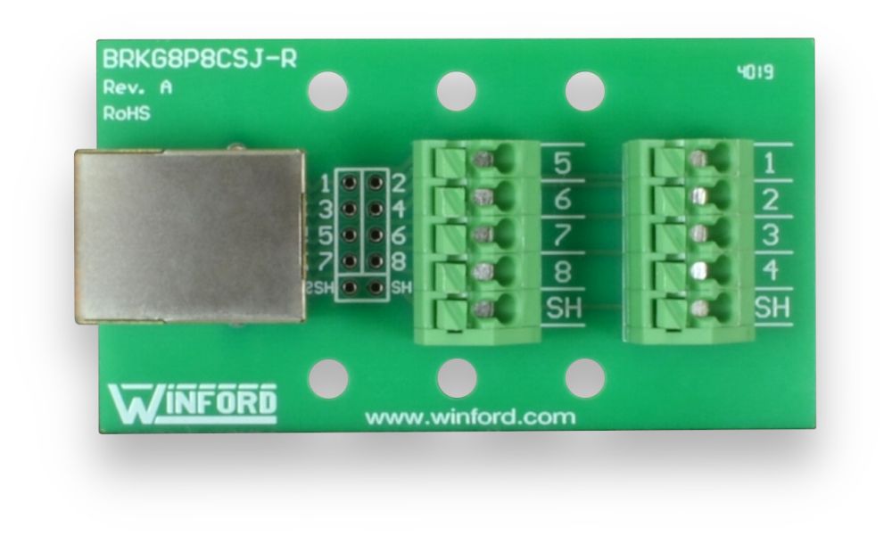 RJ45 Shielded Jack Breakout Board with Spring Connection Terminals ...