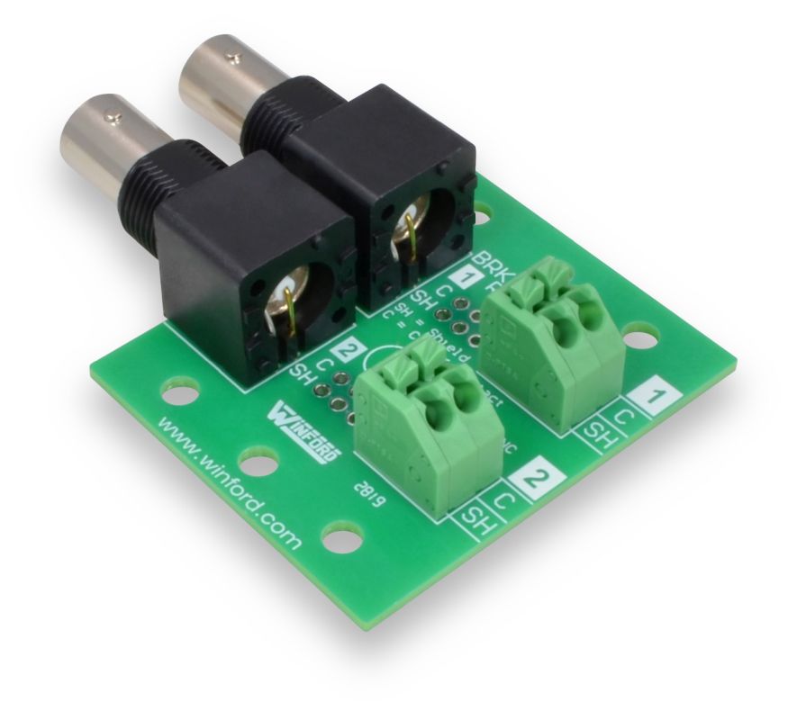 BNC Breakout Board with Spring Connection Terminals - Winford Engineering