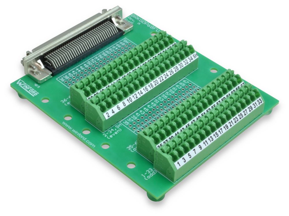 Half-Pitch DSUB 68-Pin Breakout Board with Spring Terminals - Winford ...