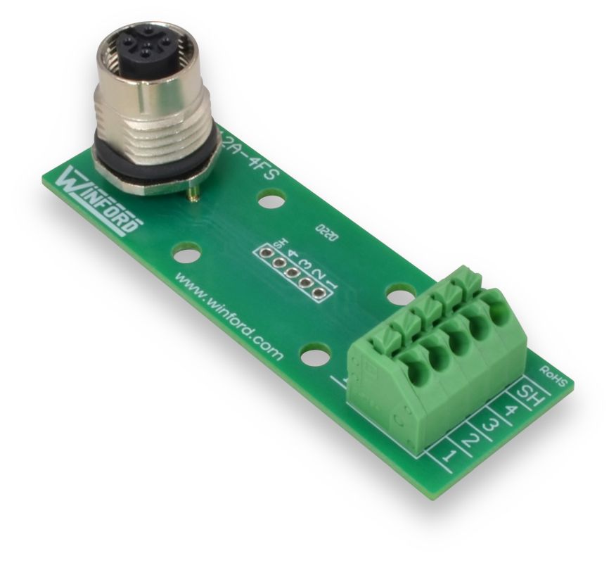 M12 4-Pin Breakout Board with Spring Connection Terminals - Winford ...