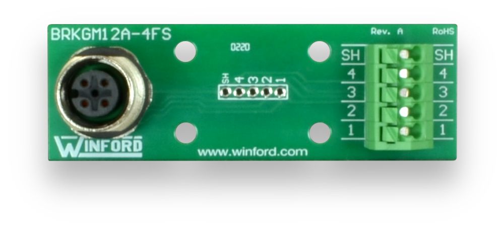 M12 4-Pin Breakout Board with Spring Connection Terminals - Winford ...