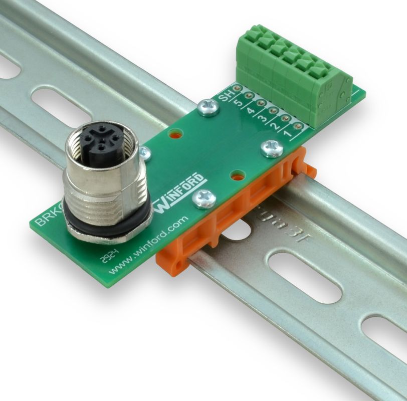 M12 5-Pin Breakout Board with Spring Connection Terminals - Winford ...