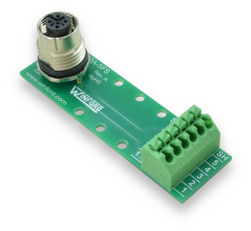M12 5-Pin Breakout Board with Spring Connection Terminals - Winford ...