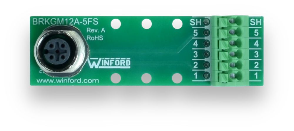 M12 5-Pin Breakout Board with Spring Connection Terminals - Winford ...