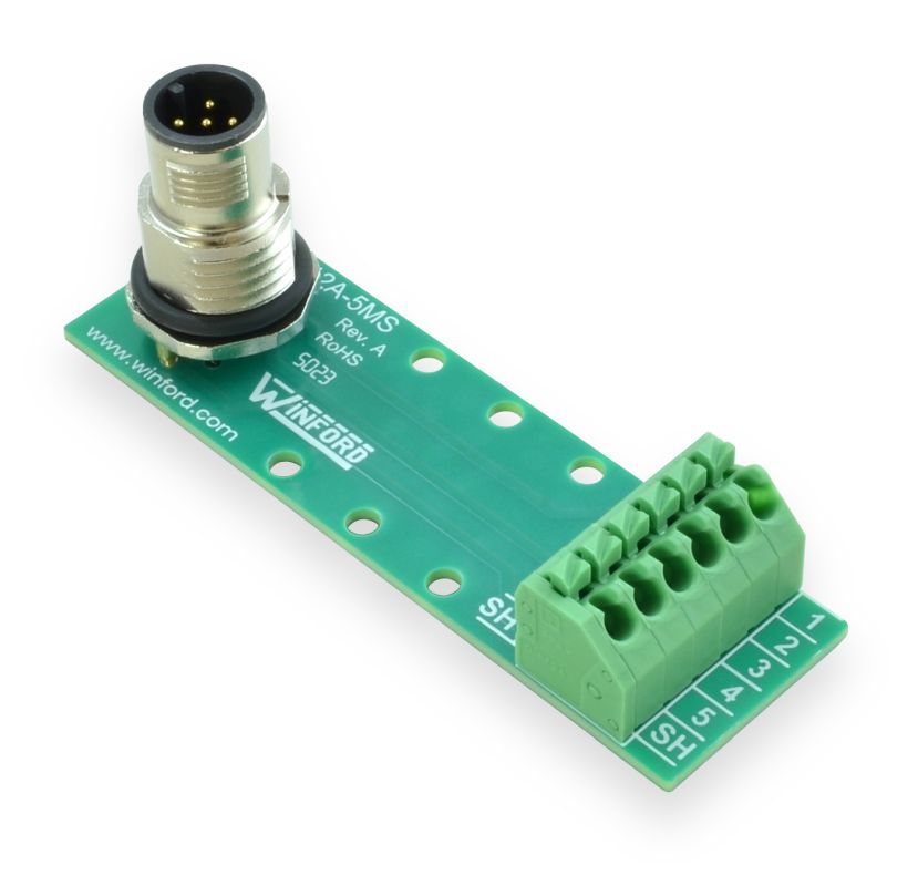 M12 5-Pin Breakout Board with Spring Connection Terminals - Winford ...