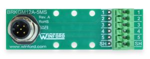 M12 5-Pin Breakout Board with Spring Connection Terminals - Winford ...