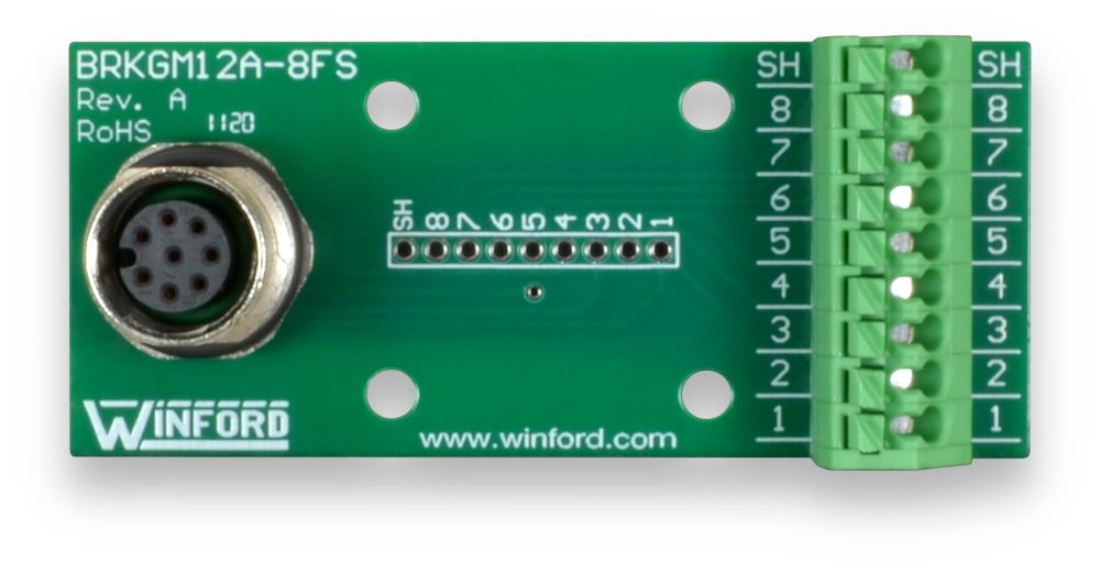 M12 8-Pin Breakout Board with Spring Connection Terminals - Winford ...
