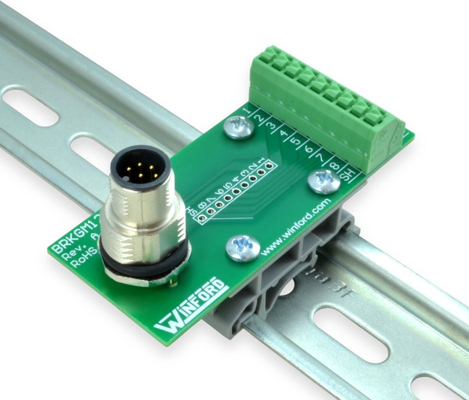 M12 8-Pin Breakout Board with Spring Connection Terminals - Winford ...