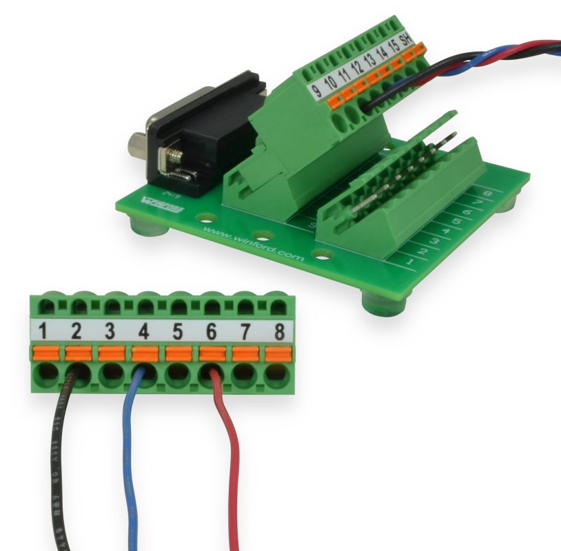 DB15 Pluggable Terminal Breakout Boards - Winford Engineering