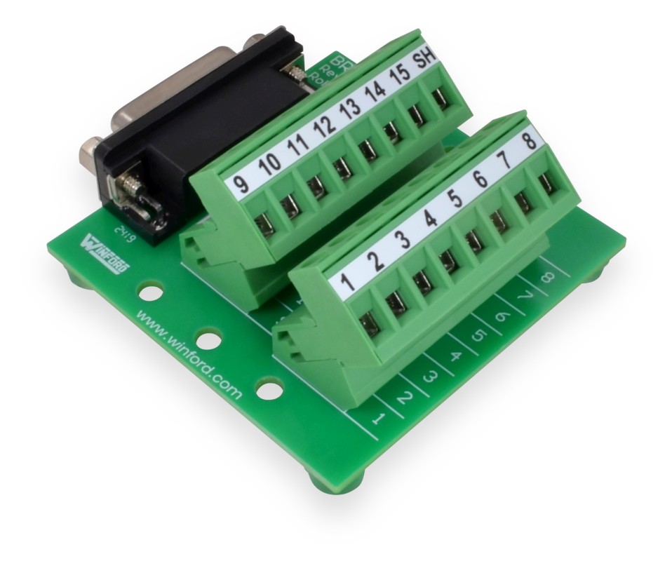 DB15 Pluggable Terminal Breakout Boards - Winford Engineering