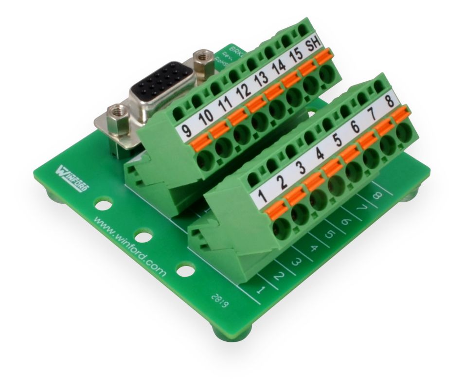 DB15HD Pluggable Terminal Breakout Boards - Winford Engineering