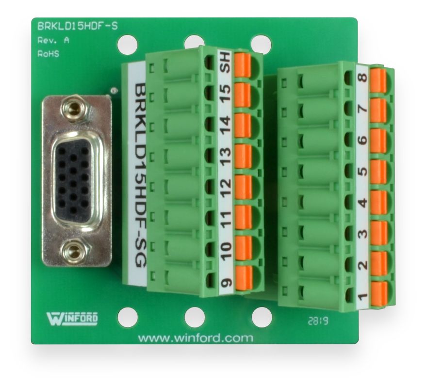 DB15HD Pluggable Terminal Breakout Boards - Winford Engineering