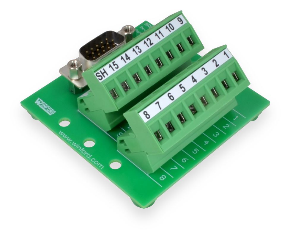 DB15HD Pluggable Terminal Breakout Boards - Winford Engineering