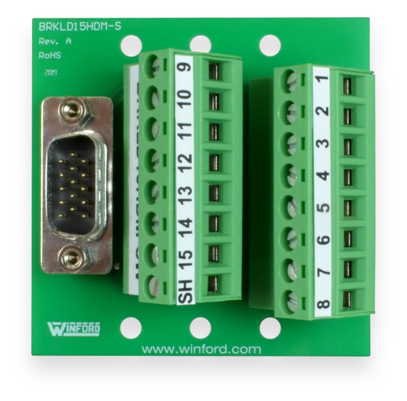 DB15HD Pluggable Terminal Breakout Boards - Winford Engineering