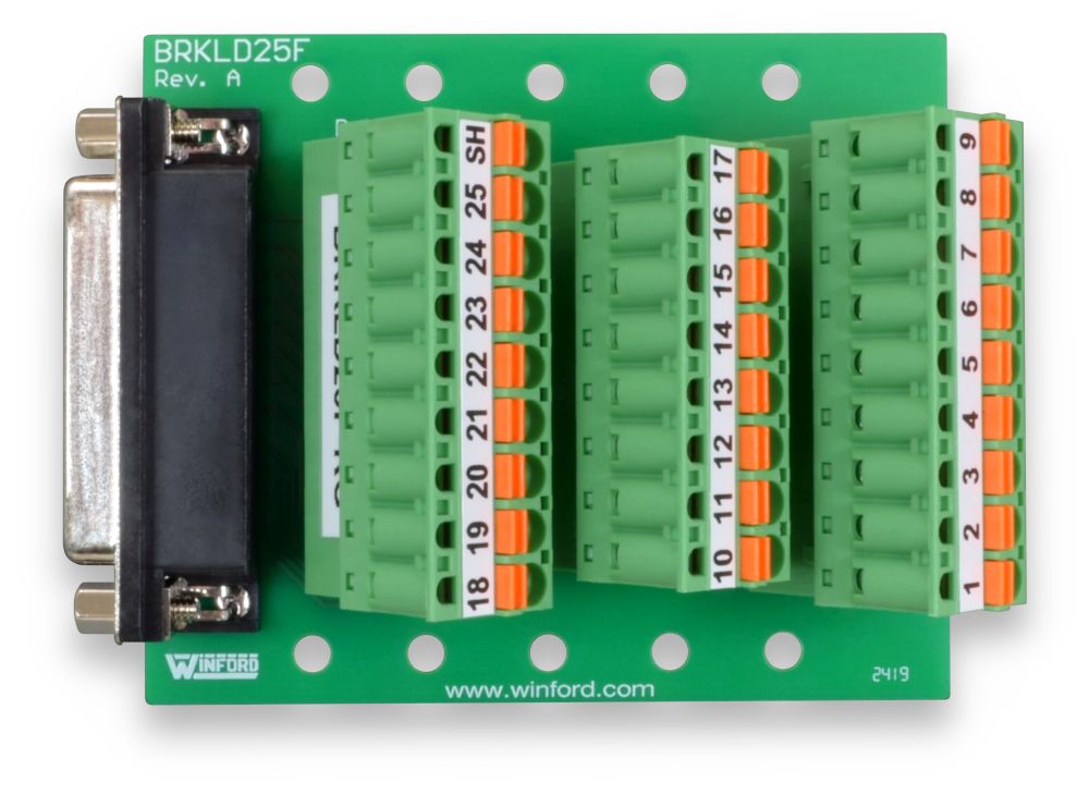 DB25 Pluggable Terminal Breakout Boards - Winford Engineering