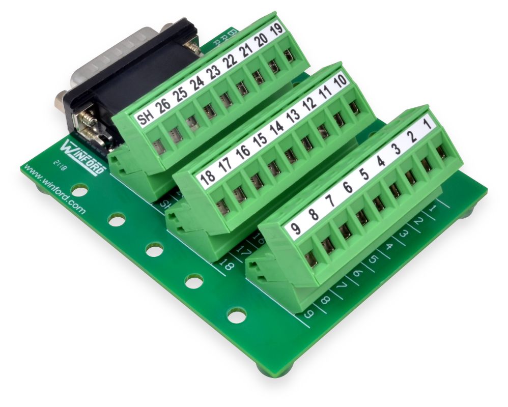 DB26HD Pluggable Terminal Breakout Boards - Winford Engineering