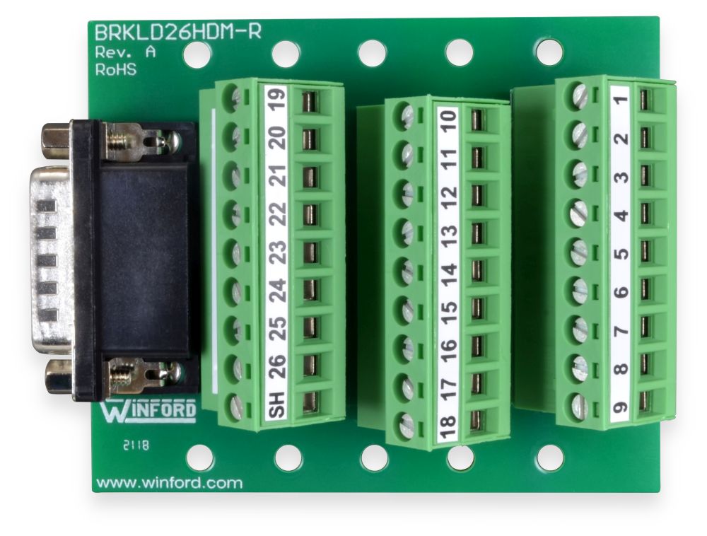 DB26HD Pluggable Terminal Breakout Boards - Winford Engineering