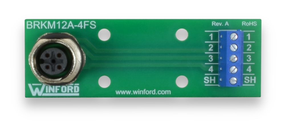 M12 4-Pin Breakout Board with Screw Terminals - Winford Engineering