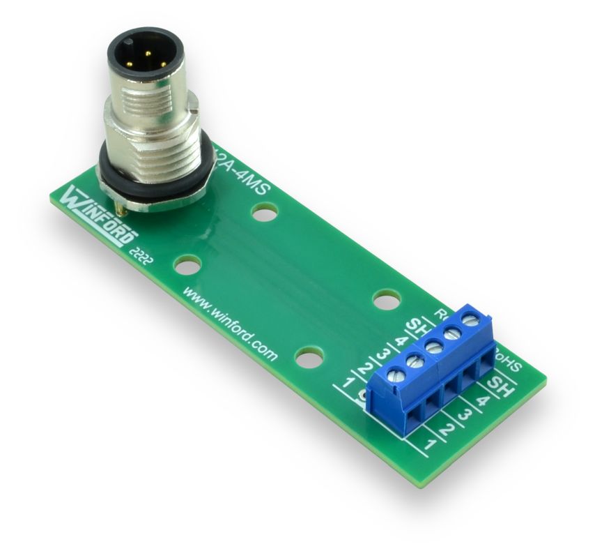 M12 4-Pin Breakout Board with Screw Terminals - Winford Engineering