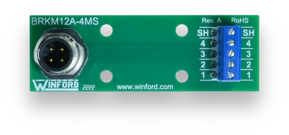 M12 4-Pin Breakout Board with Screw Terminals - Winford Engineering